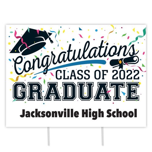 Congratulations, Class Of 2022 Graduate 24" x 18" Yard Sign With Stand ...