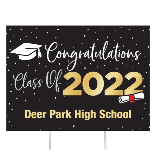 Congratulations, Class Of 2022 24" x 18" Yard Sign With Stand (Black ...