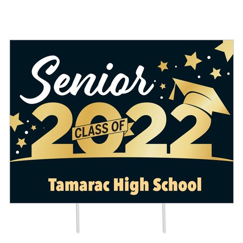 Senior Class Of 2022 24" x 18" Yard Sign With Stand (Black Background ...