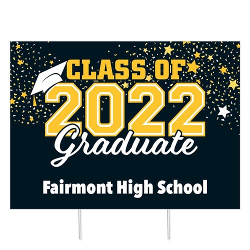 Class Of 2022 Graduate 24" x 18" Yard Sign With Stand (Black Background ...