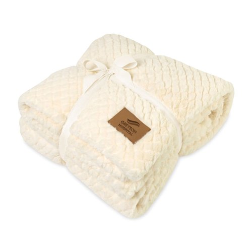 Luxe Plush Cream Textured Throw Blanket - Laser-Engraved ...
