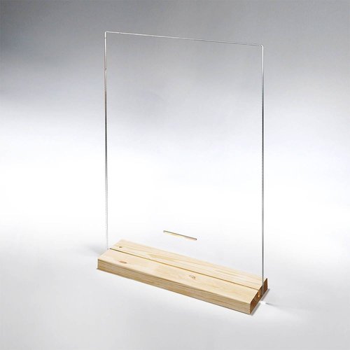 Clear Acrylic Table Top Distancing Barrier With Wood Base - 1/8" Thick ...