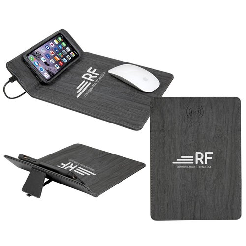 Woodgrain Wireless Charging Mouse Pad With Phone Stand ...