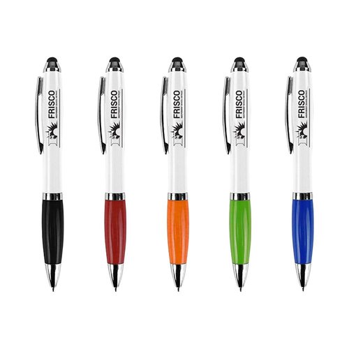 Curvaceous Two Tone Stylus Ballpoint Pen with Antibacterial Additive ...