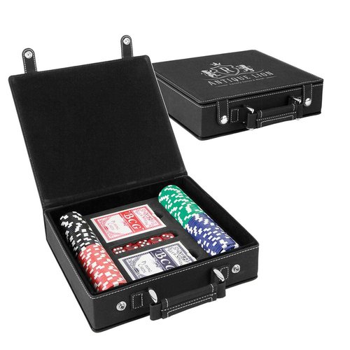 Leatherette Poker Set- Laser Engraved Personalization Available ...