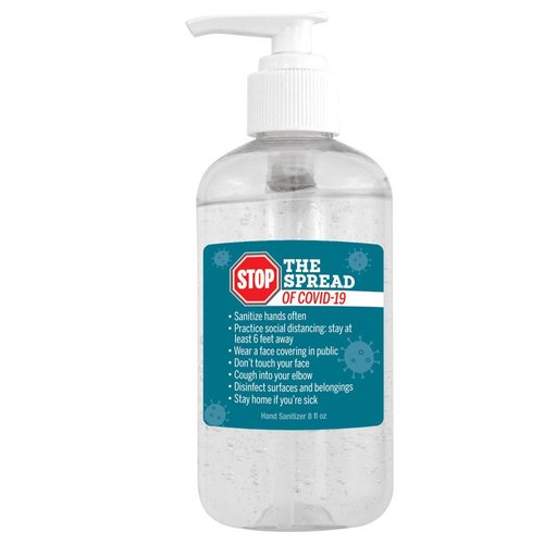 8 Oz. Pump Hand Sanitizer - Stop The Spread Design | Positive Promotions