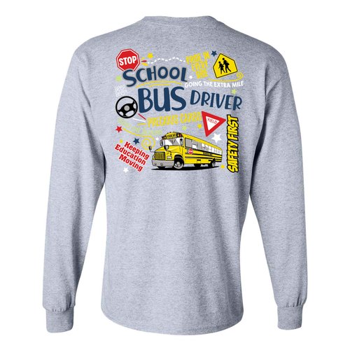 School Bus Driver Signs & Icons Positive Unisex 2-Sided Long-Sleeved T ...