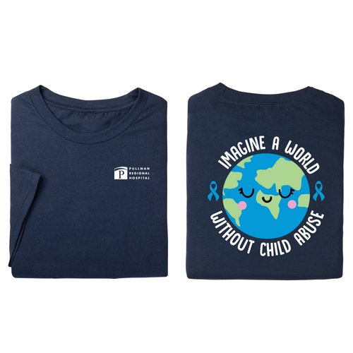 Imagine a World Without Child Abuse Unisex 2-Sided Short-Sleeved T ...