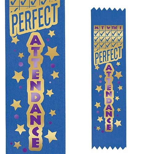 Two-Color Quarterly Perfect Attendance Award Ribbon Blue | Positive ...