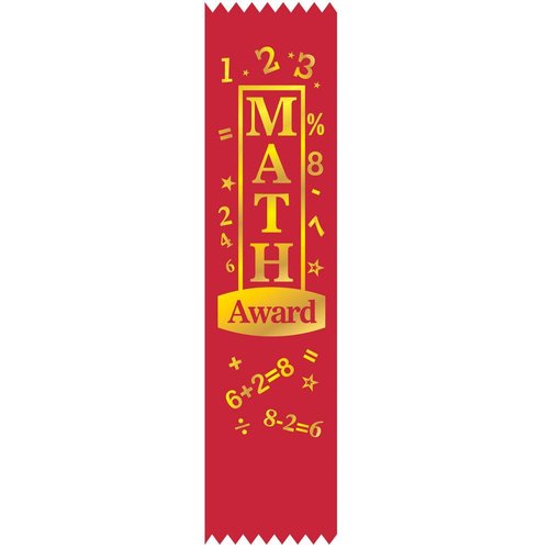 Math Award Red Gold Foil-Stamped Satin Ribbon | Positive Promotions