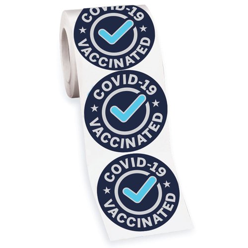 COVID-19 Vaccinated 2" Stickers-On-A-Roll - Pack of 100 | Positive ...