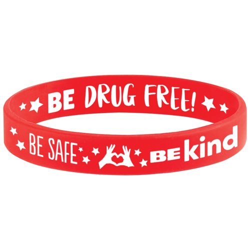 Be Safe; Be Kind; Be Drug Free! 2-Sided Silicone Awareness Bracelet ...
