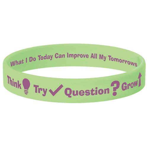 Think-Try-Question-Grow Neon Green Growth Mindset 2-Sided Silicone ...