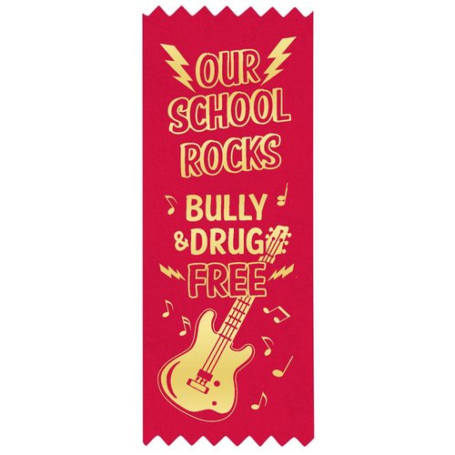 Our School Rocks Bully & Drug Free Self-Stick Satin Gold-Foil Ribbon ...