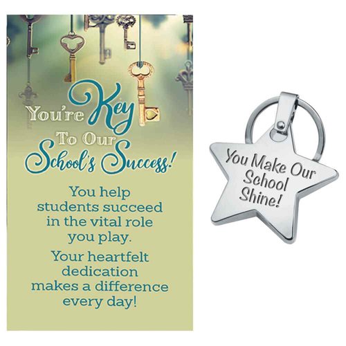 You Make Our School Shine! Star Key Ring With Card | Positive Promotions