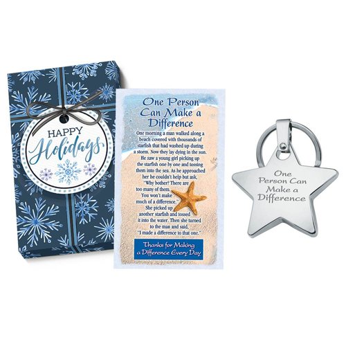 One Person Can Make A Difference Star Key Tag Gift Set with Holiday ...