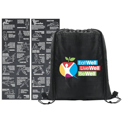 Eat Well, Live Well, Be Well Foldable Exercise Mat in Drawstring ...