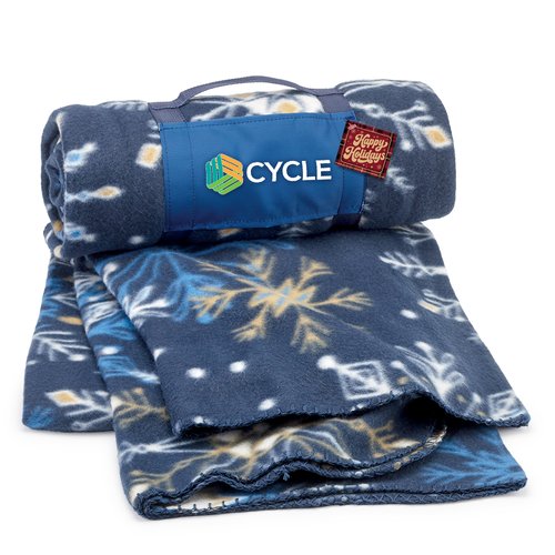 Snowflake Roll-Up Eco Fleece Blanket With Holiday Gift Tag ...