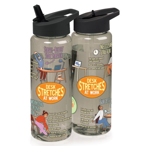 Desk Stretches At Work Wellness Water Bottle 32-Oz. | Positive Promotions