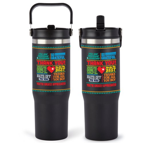 Thank You! Words of Appreciation Coldflow Double-Wall Flip-Straw Bottle ...