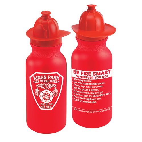 Red Fire Helmet Water Bottle 20 oz. - One-Color Personalization ...