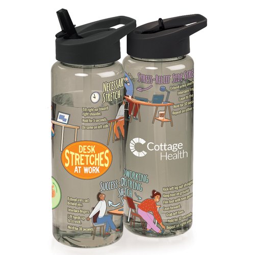 Desk Stretches At Work Wellness Water Bottle 32-Oz. - Personalization ...